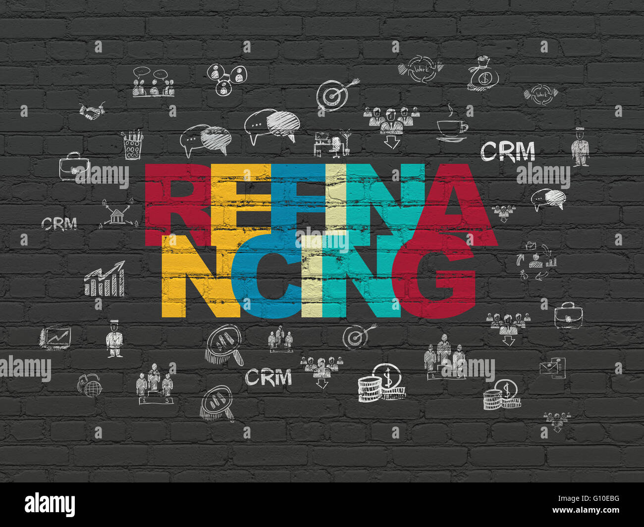 Finance concept: Refinancing on wall background Stock Photo - Alamy