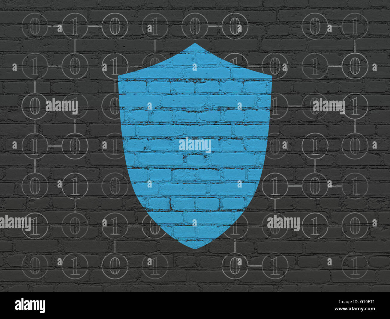 Security concept: Shield on wall background Stock Photo - Alamy