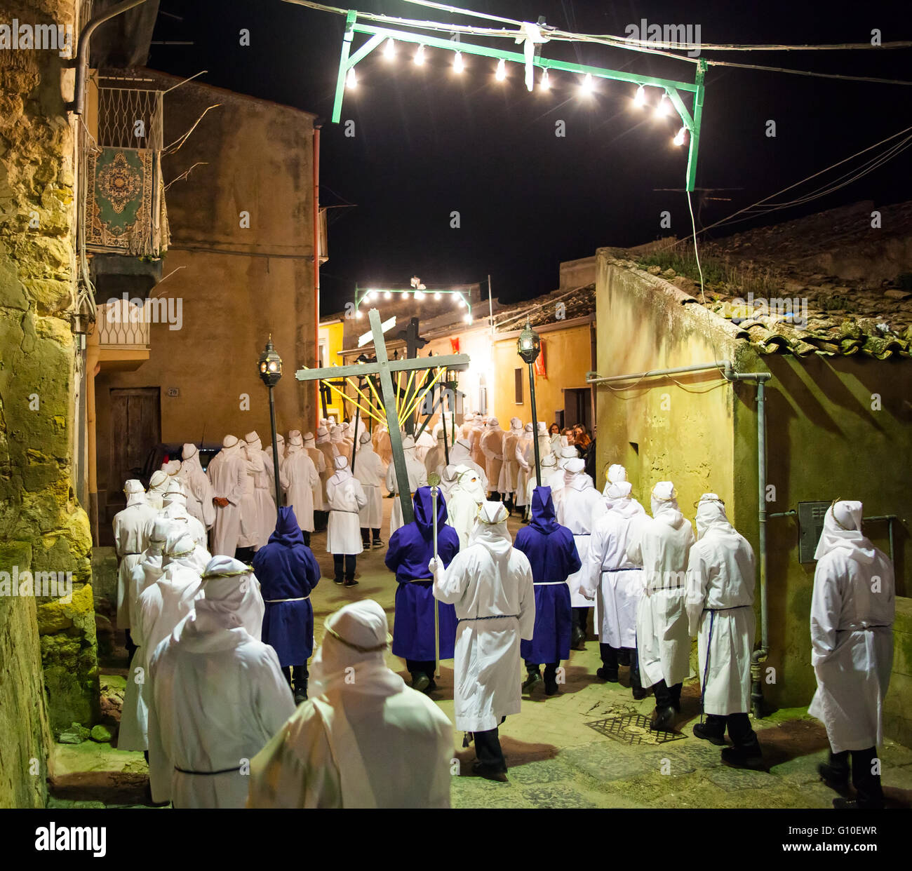 Procession of Good Friday during the passion of Christ in Leonforte ...