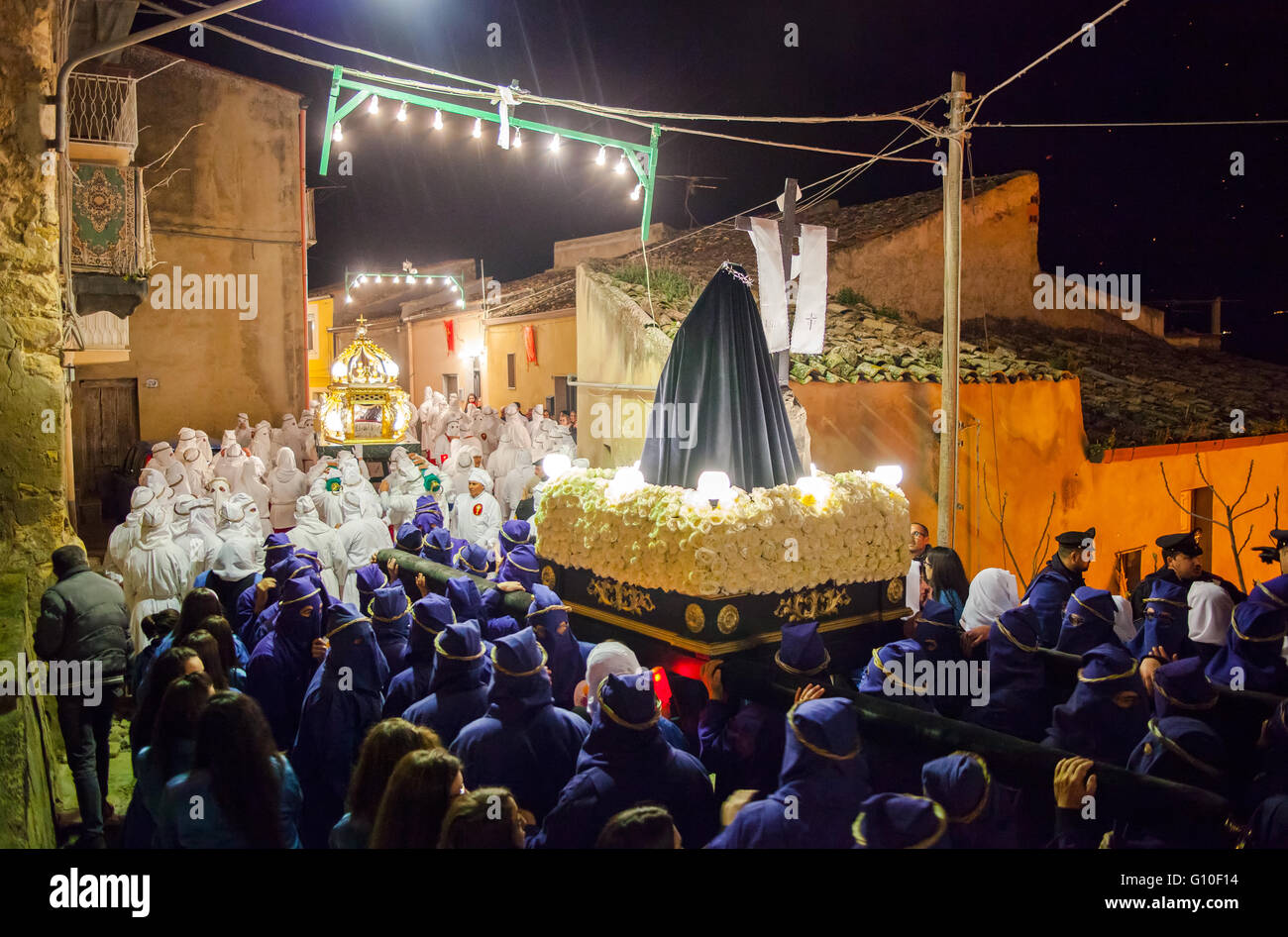 Procession of Good Friday during the passion of Christ in Leonforte ...