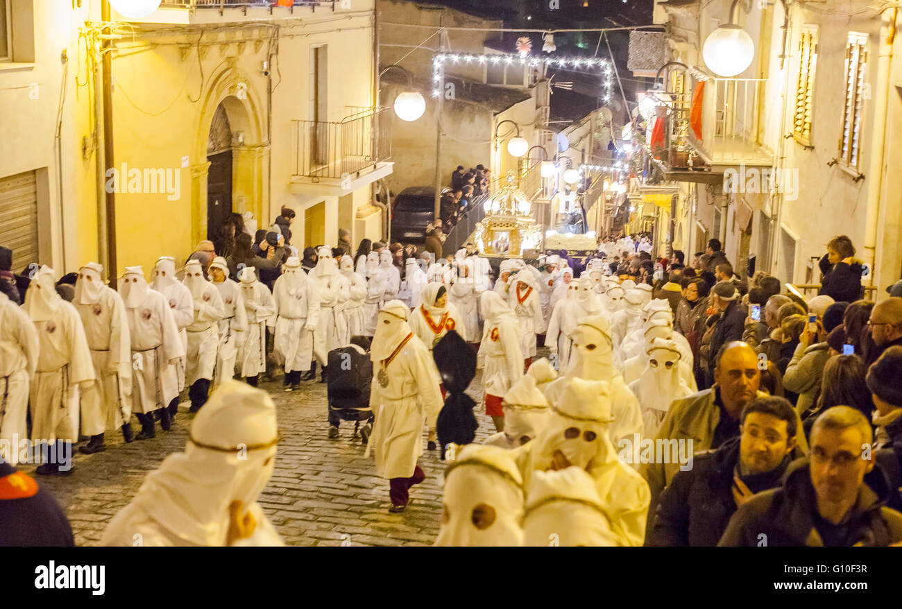 Procession of Good Friday during the passion of Christ in Leonforte ...