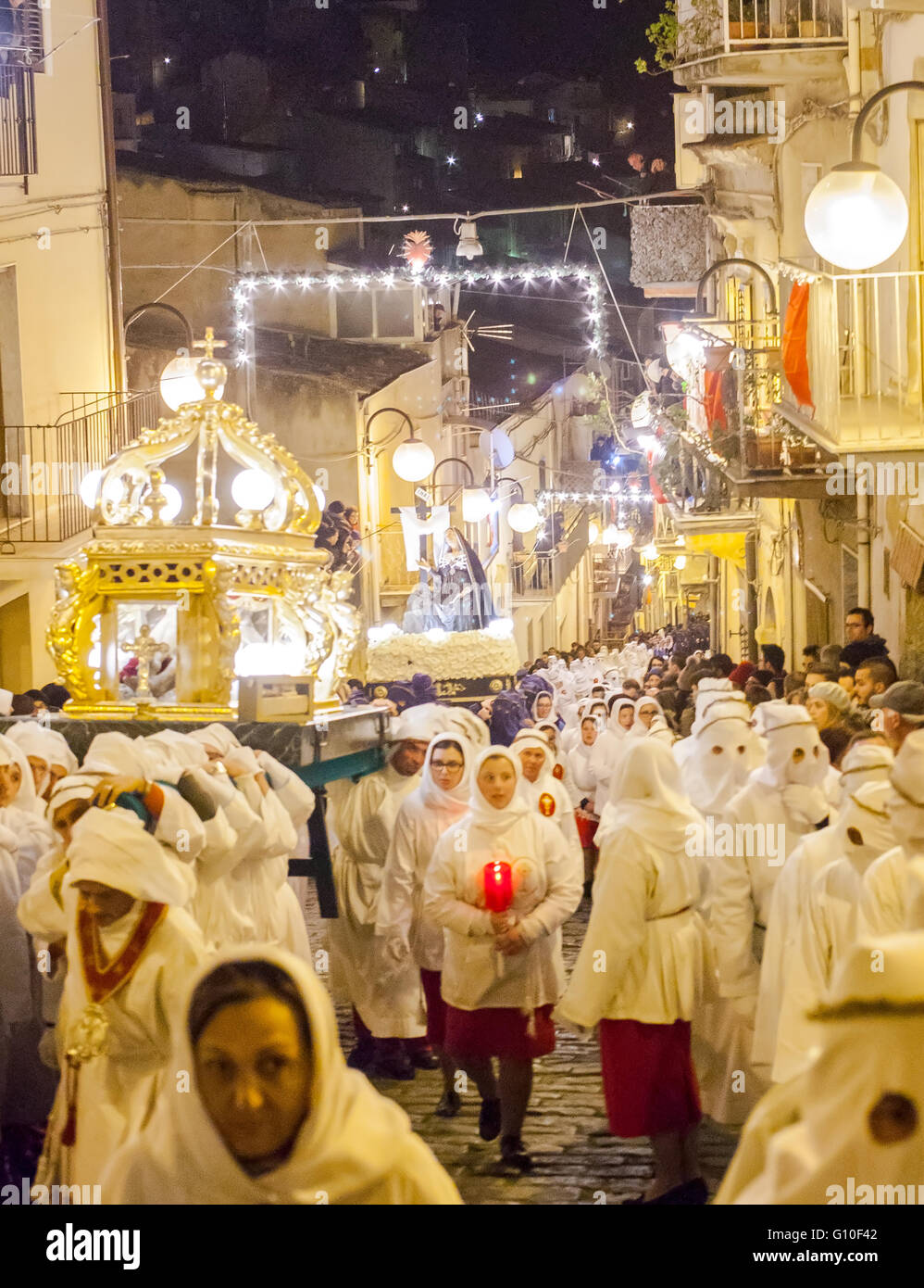 Procession of Good Friday during the passion of Christ in Leonforte ...