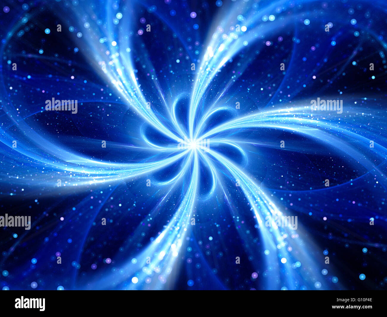 Magical blue spinning mandala in space, computer generated abstract ...