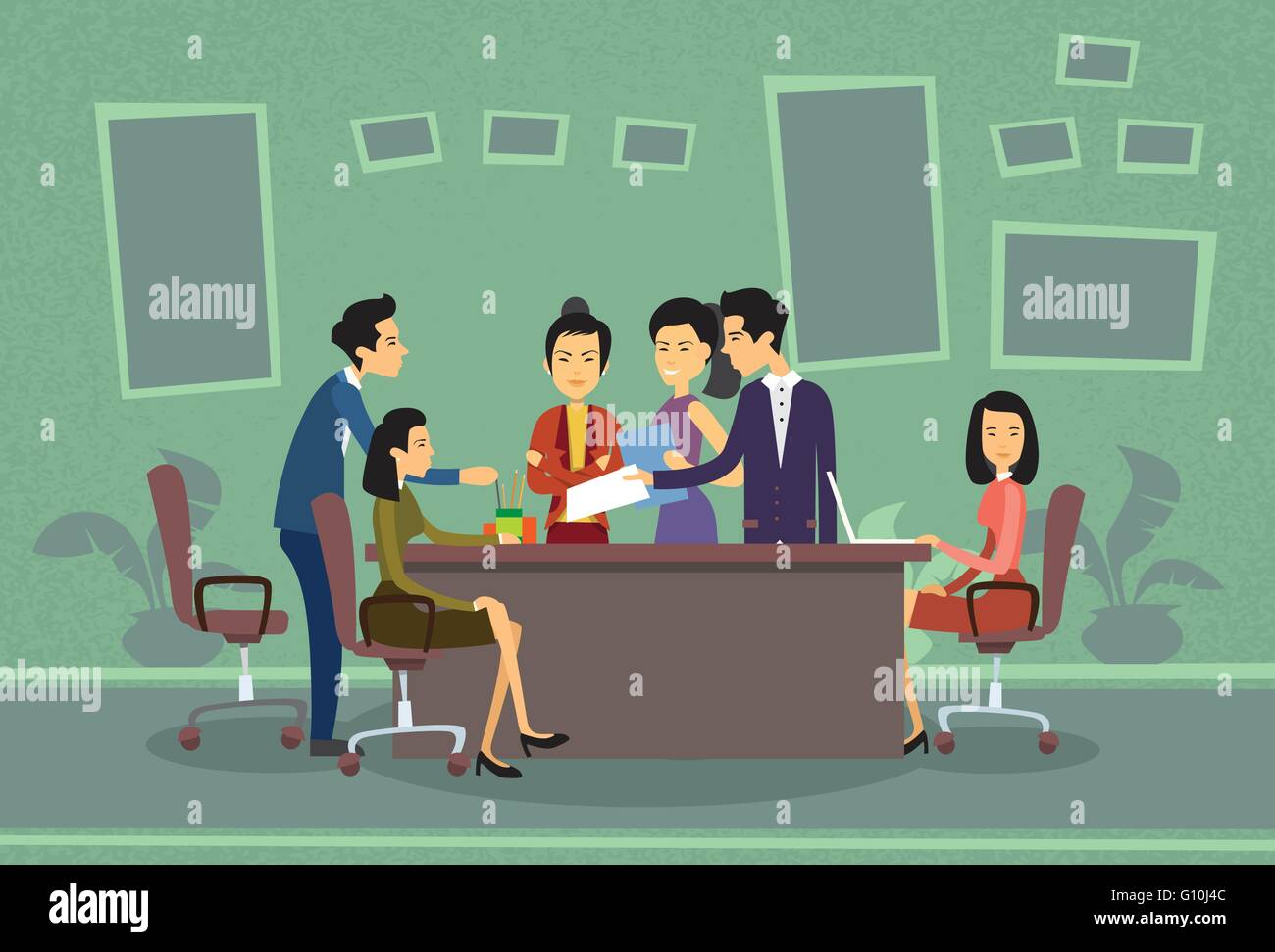 Asian Business People Meeting Discussing Office Desk Businesspeople ...