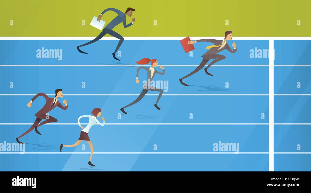 Business People Group Run Team Leader Competition Concept Stock Vector ...