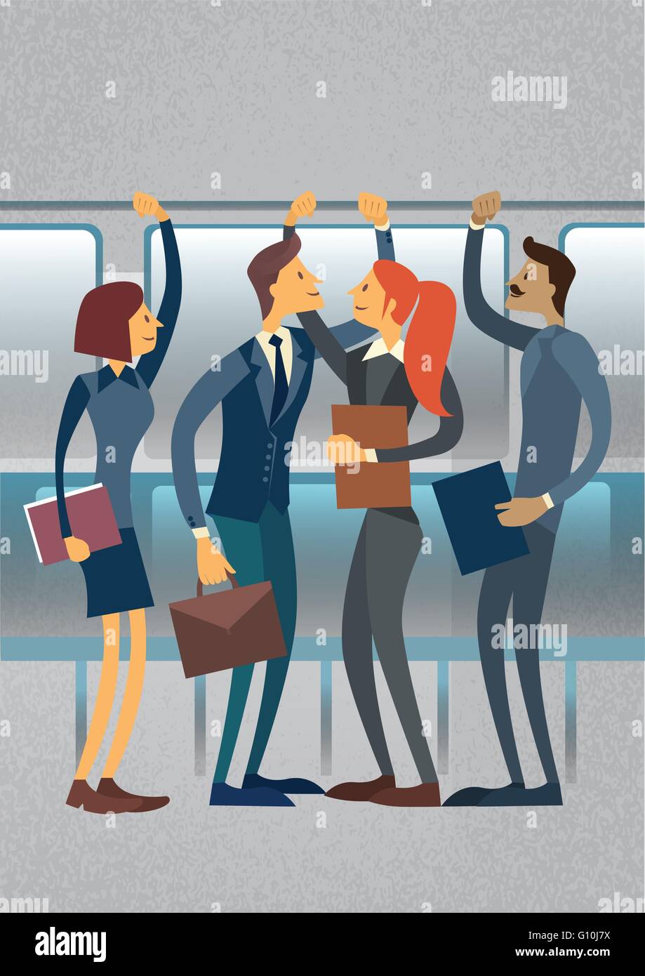 Business People Group In City Public Transport Flat Stock Vector Image ...