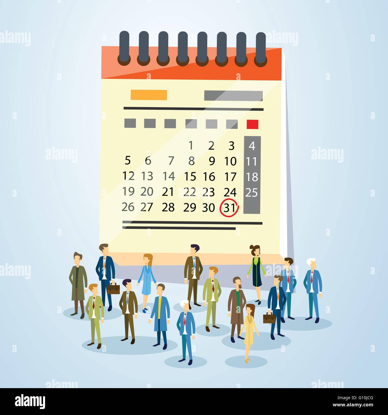Business People Crowd Over Calendar Page Flat Stock Vector Image & Art ...