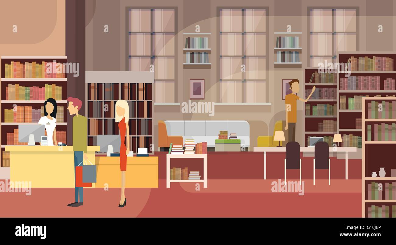 Cashier at book store Stock Vector Images - Alamy