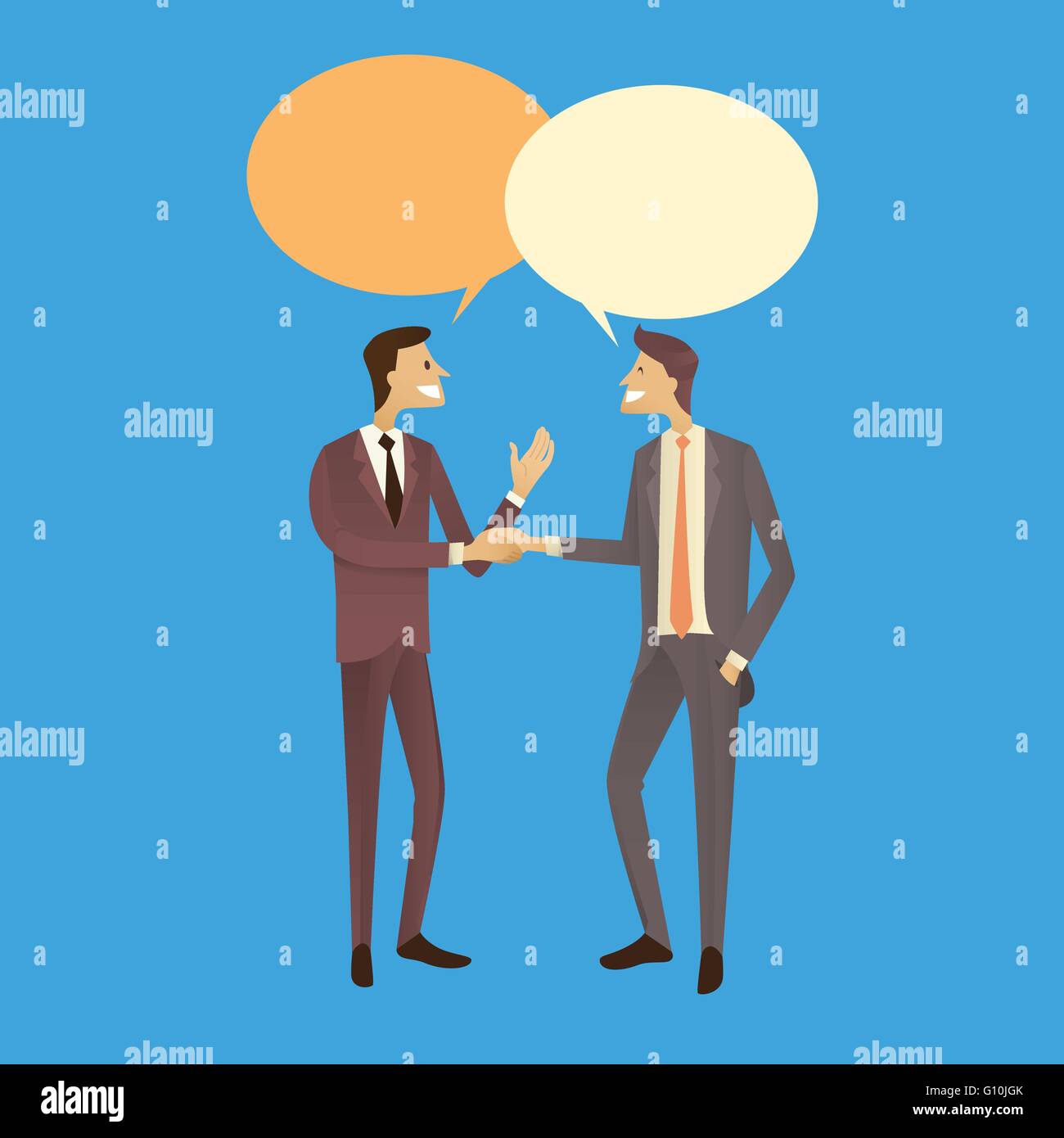 Two Businessman Hand Shake Talking Chat Box Bubble Communication ...