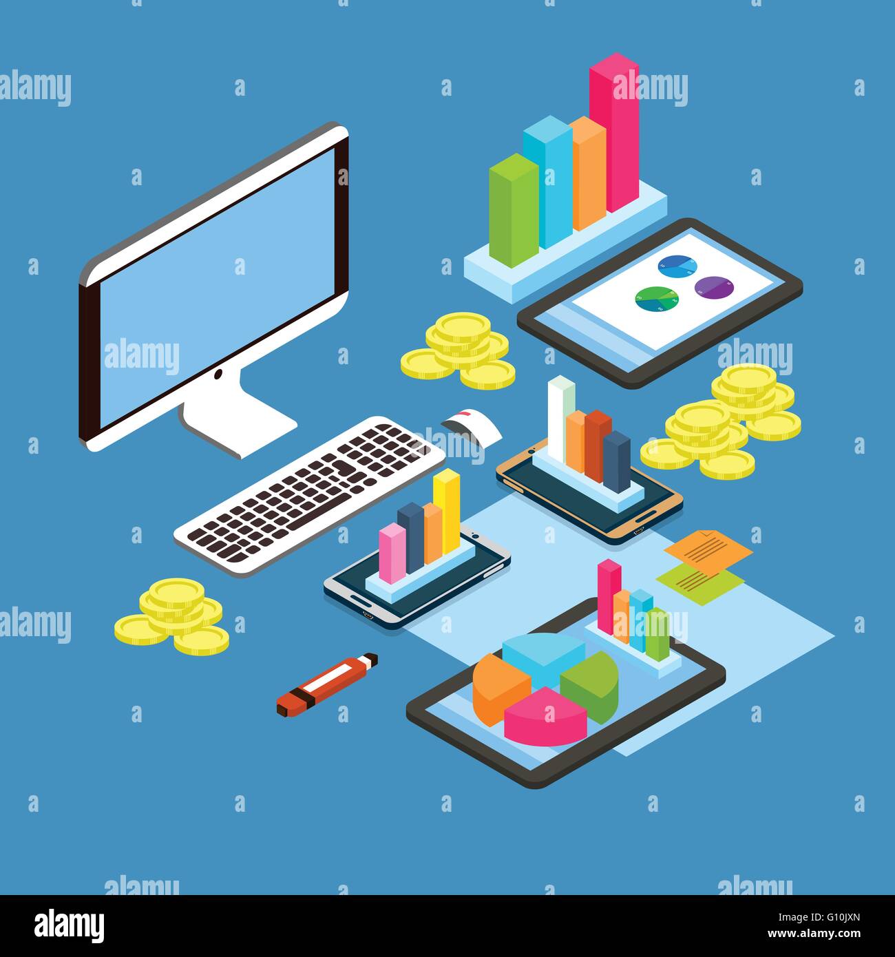 Financial Graph Diagram Chart Desktop Computer Workplace, Finance ...
