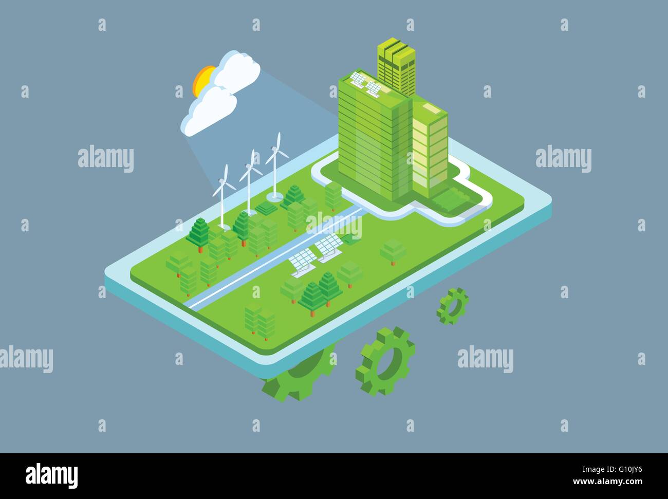 Green Station Solar Energy Panel Wind Turbine Tower Recycle Technology ...