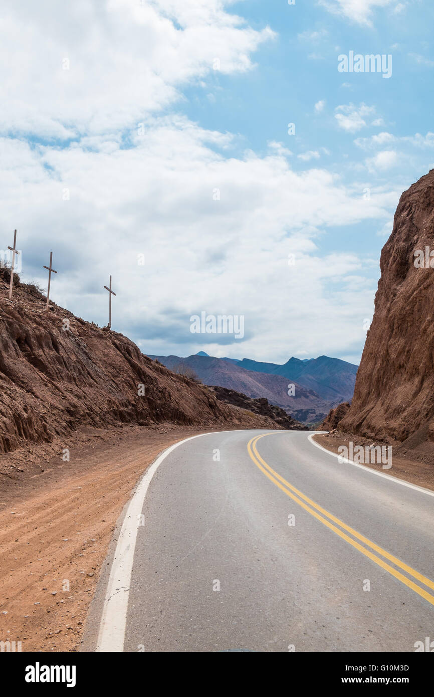 Sharp bend of a scenic Andean road in northern Argentina Stock Photo ...