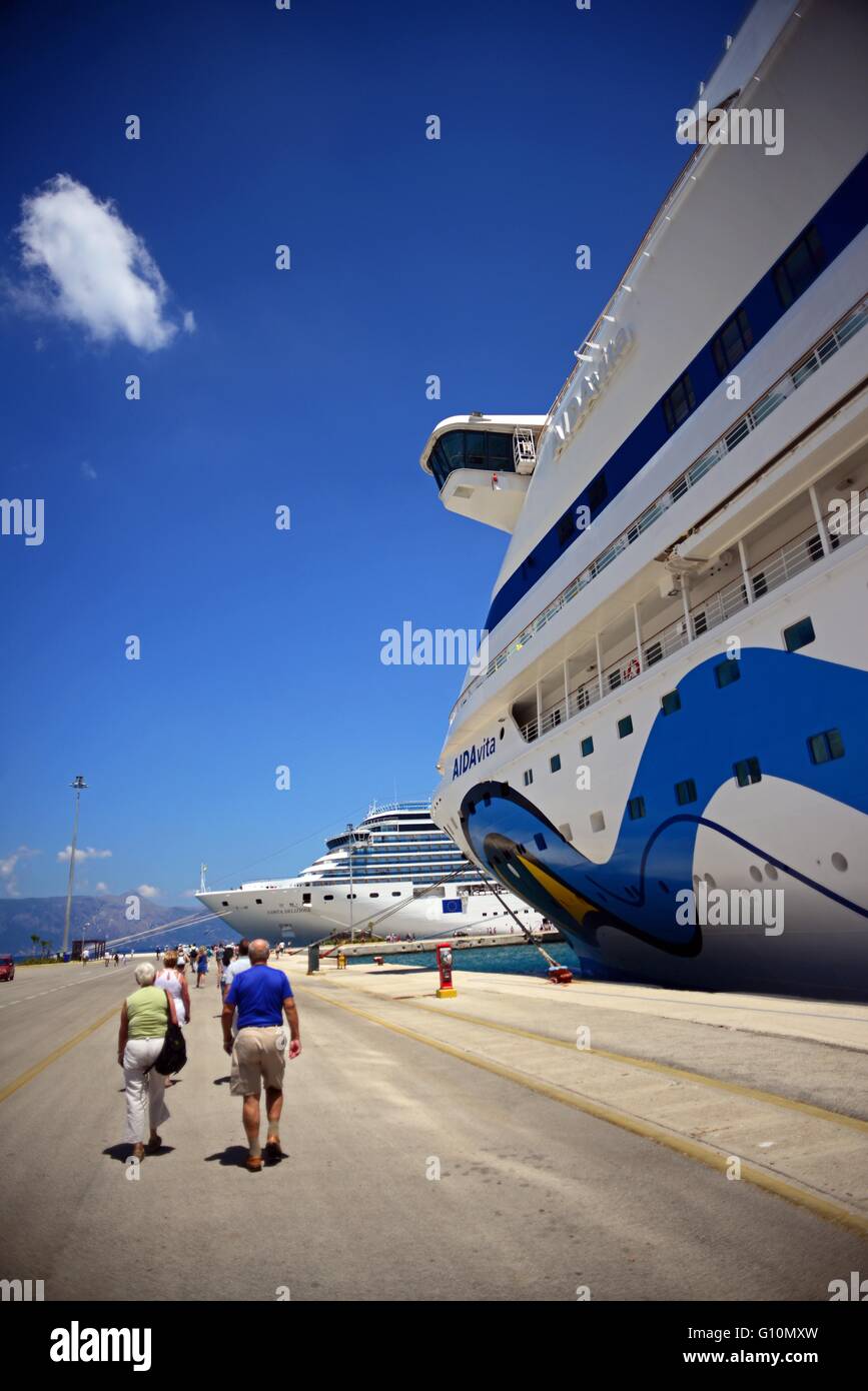 Luxurious cruise ships in Corfu, Greece Stock Photo - Alamy