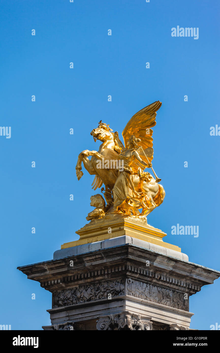 Close up view of Sculpture on the pillar on the bridge of Pont ...