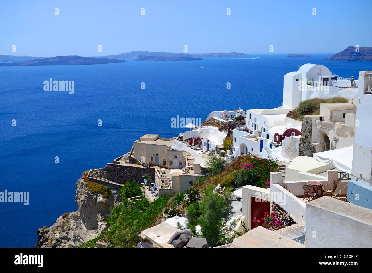 Hillside buildings in Oia, Santorini, Greek Islands, Greece Stock Photo ...