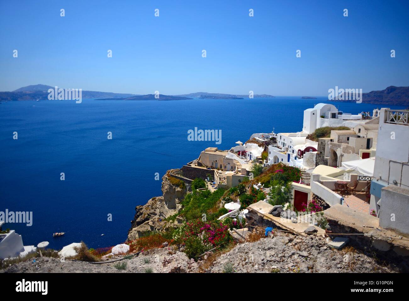 Hillside buildings in Oia, Santorini, Greek Islands, Greece Stock Photo ...