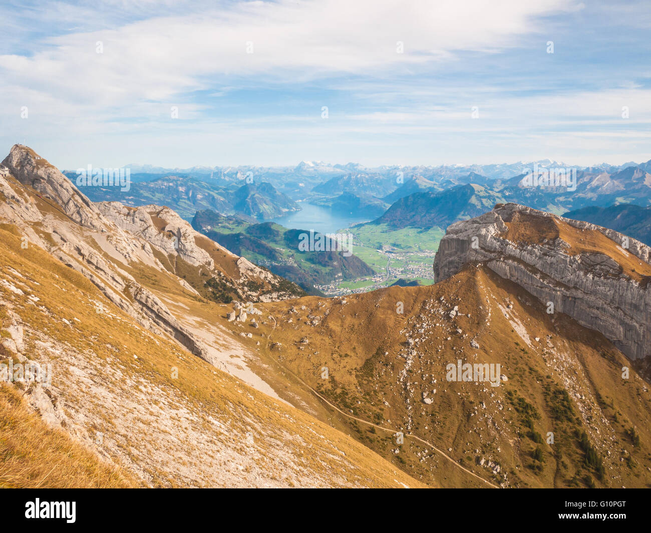 Panorama view of Lucerne lake and the Alps near Pilatus in Switzerland ...