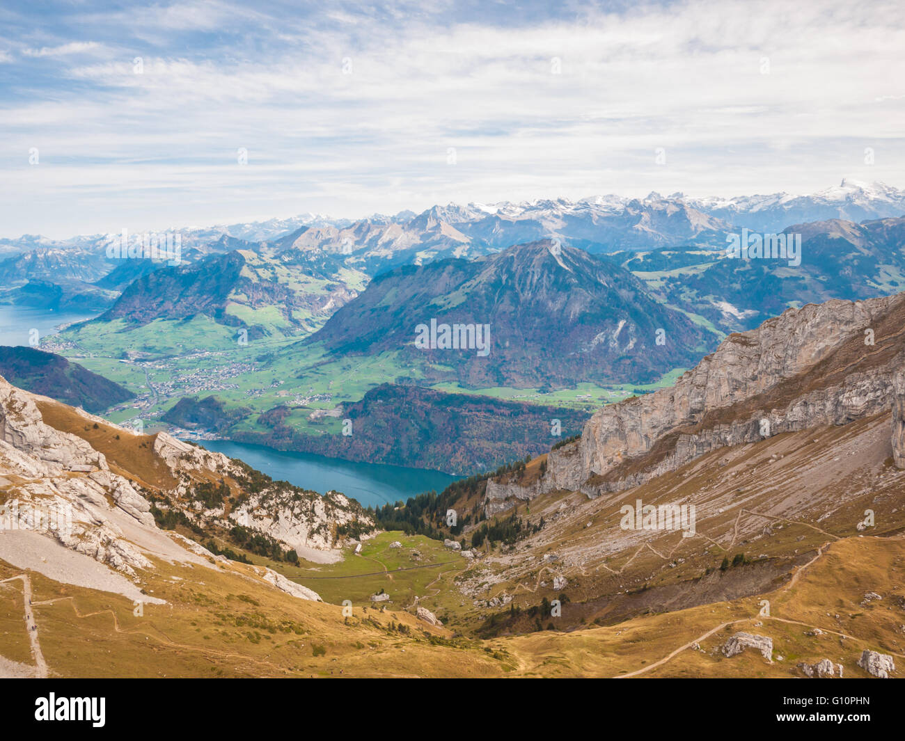 Panorama view of Lucerne lake and the Alps near Pilatus in Switzerland ...