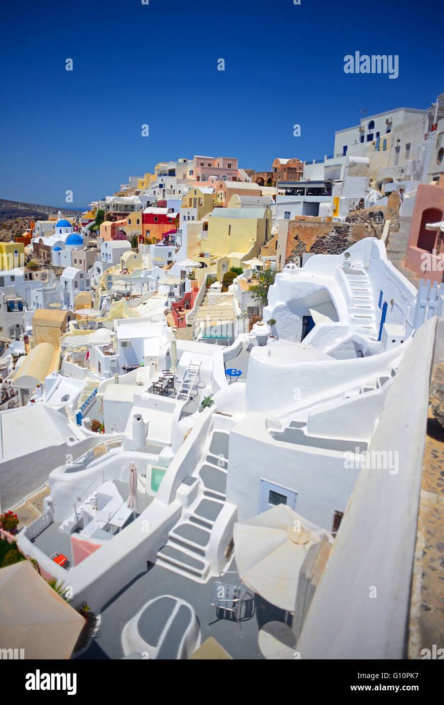 Hillside buildings in Oia, Santorini, Greek Islands, Greece Stock Photo ...