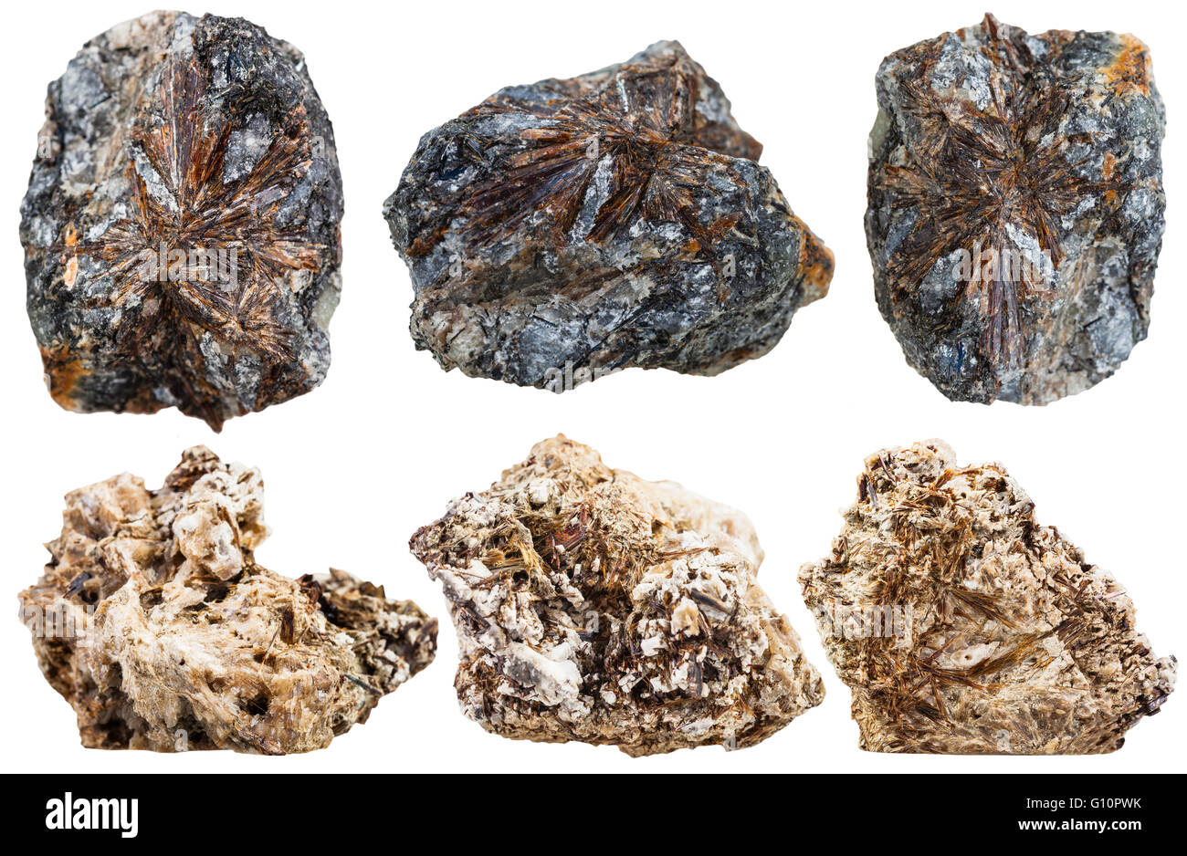 set of crystalline Fibrous aggregates of astrophyllite and ...