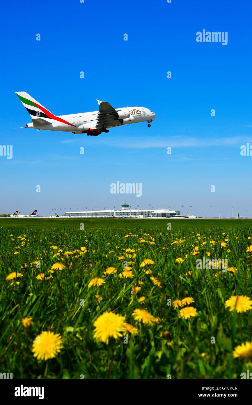 emirates, airbus, a 380, A380-800, A 380 - 800, airplane, plane, take ...