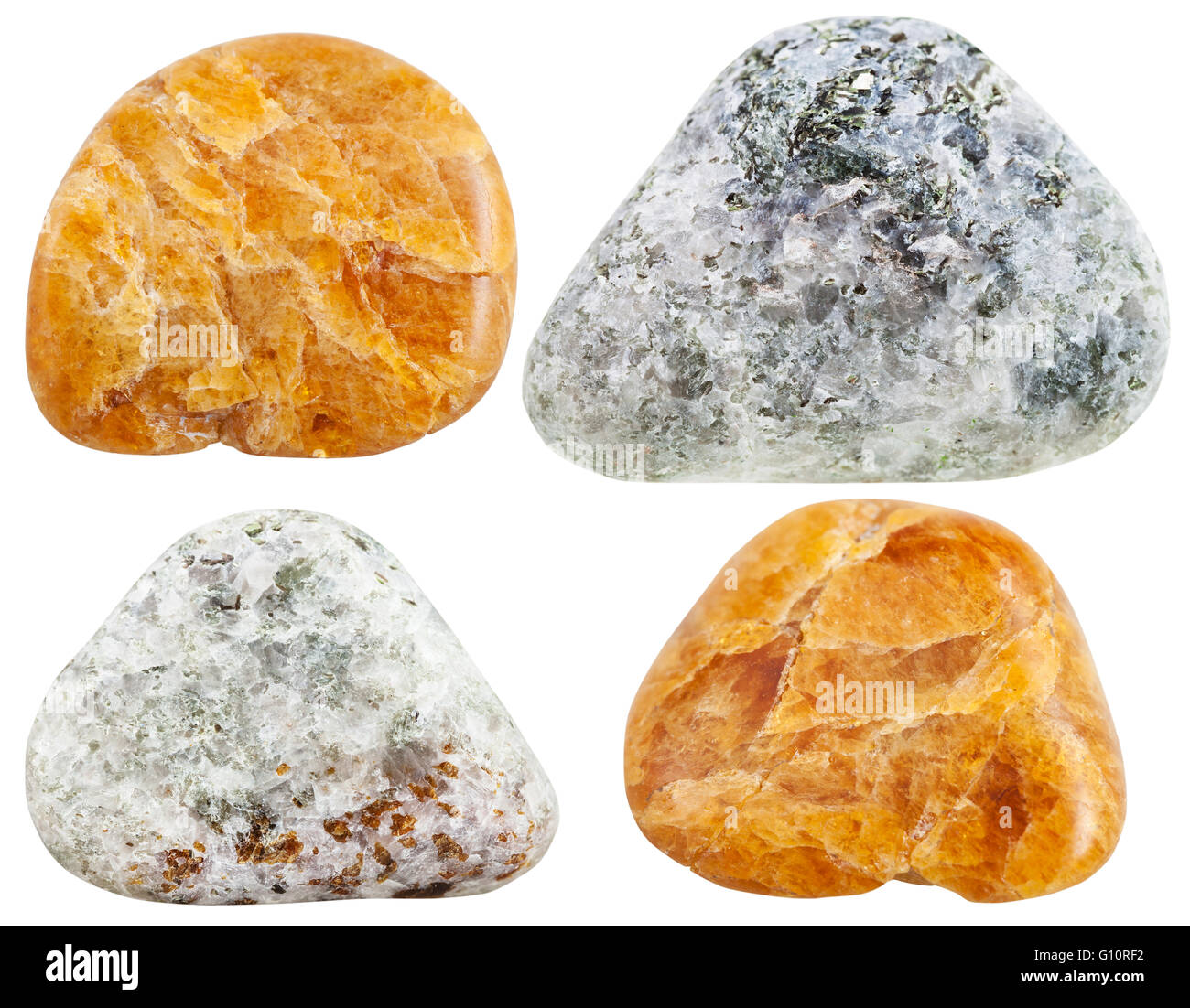 set of various Humite (chondrodite, clinohumite) natural mineral stones ...