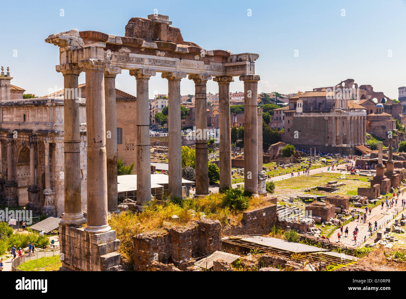 View of the ancient ruins near colosseum in rome, Italy Stock Photo - Alamy