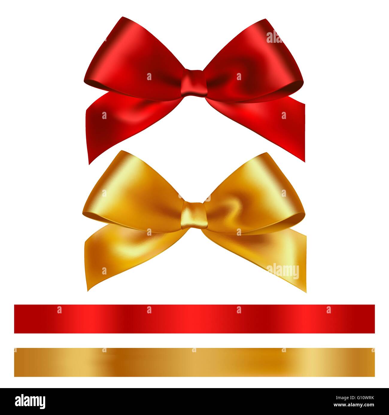 Shiny red and gold satin ribbon on white background. Vector Stock ...