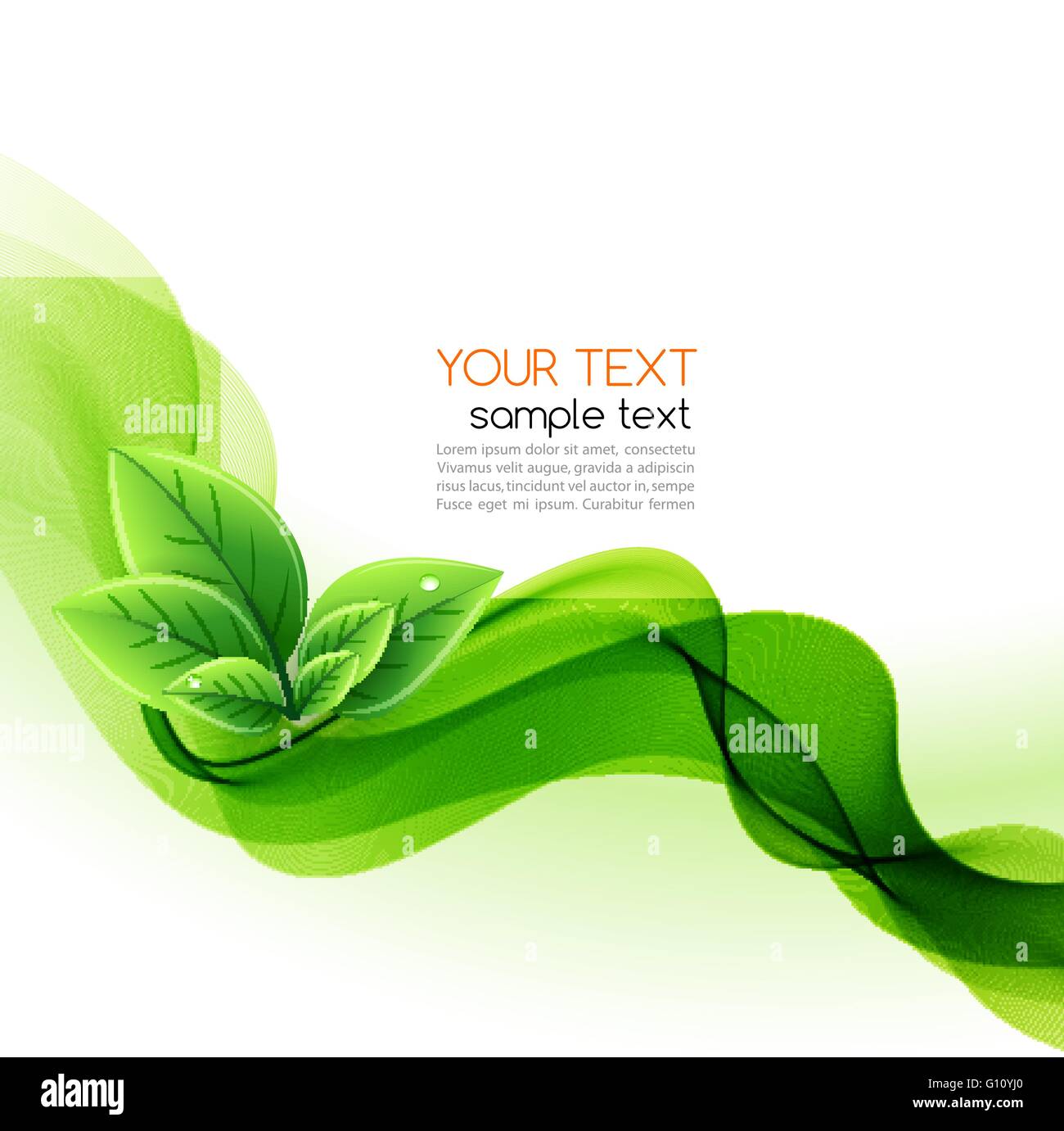 Vector eco leaves and green wave. Abstract ecology background Stock ...