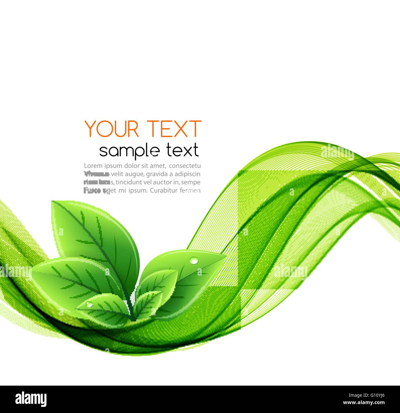 Vector eco leaves and green wave. Abstract ecology background Stock ...