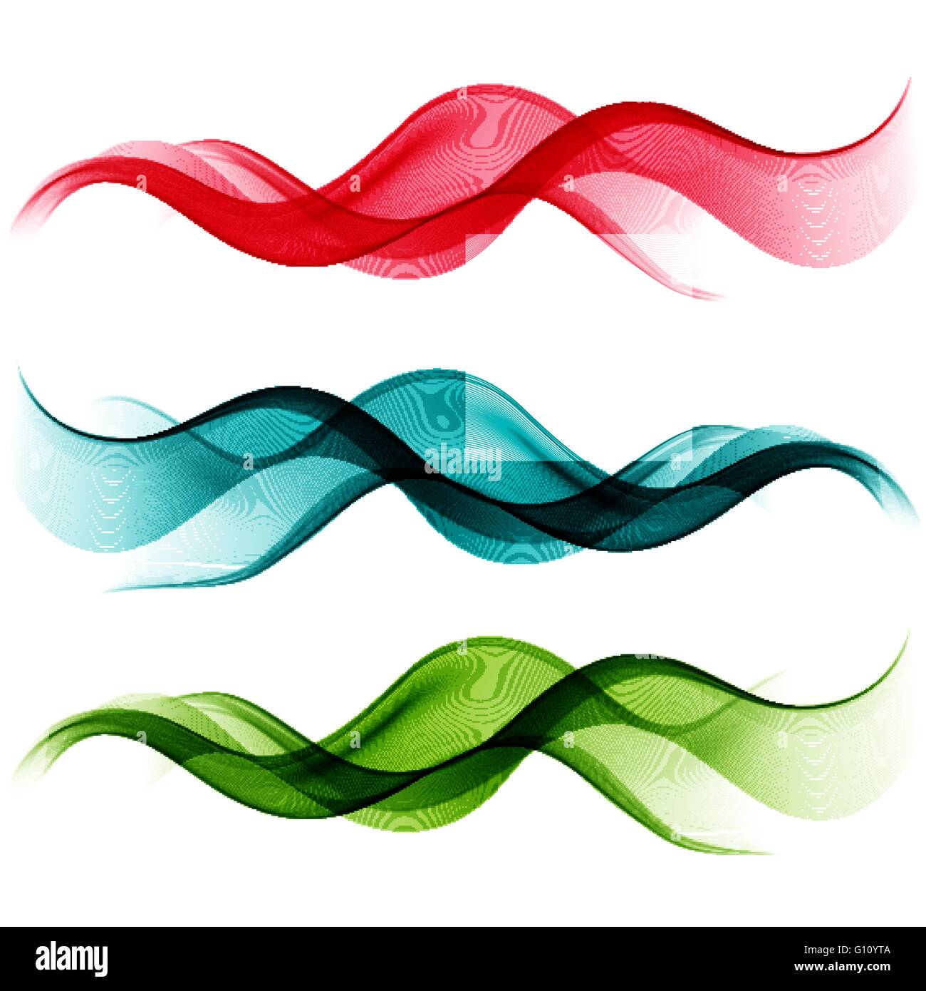 Abstract motion smooth color wave . Set of Curve green, blue and red ...