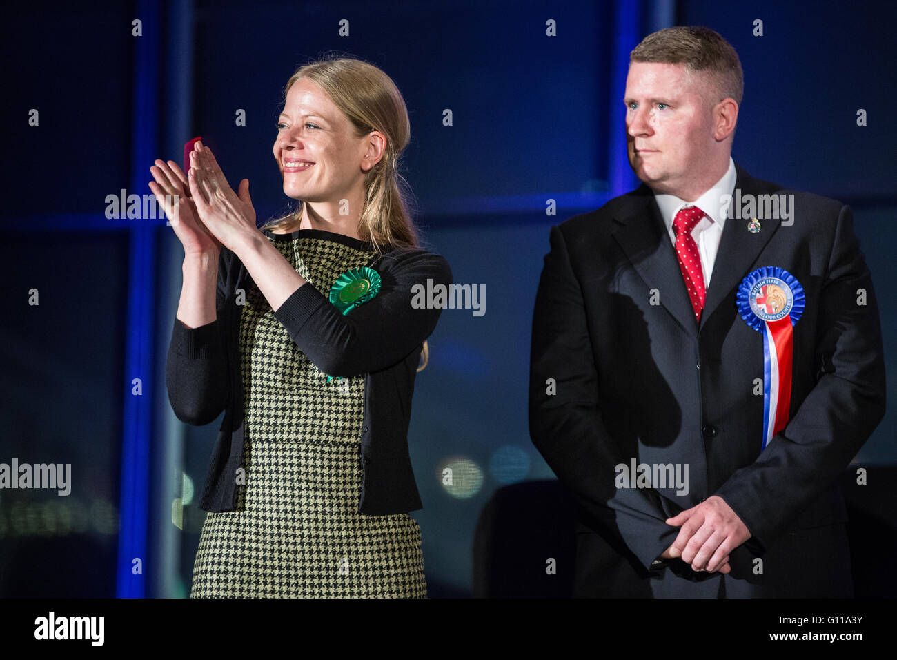 London, UK. 7th May, 2016. Green Party candidate Sian Berry (seen here ...