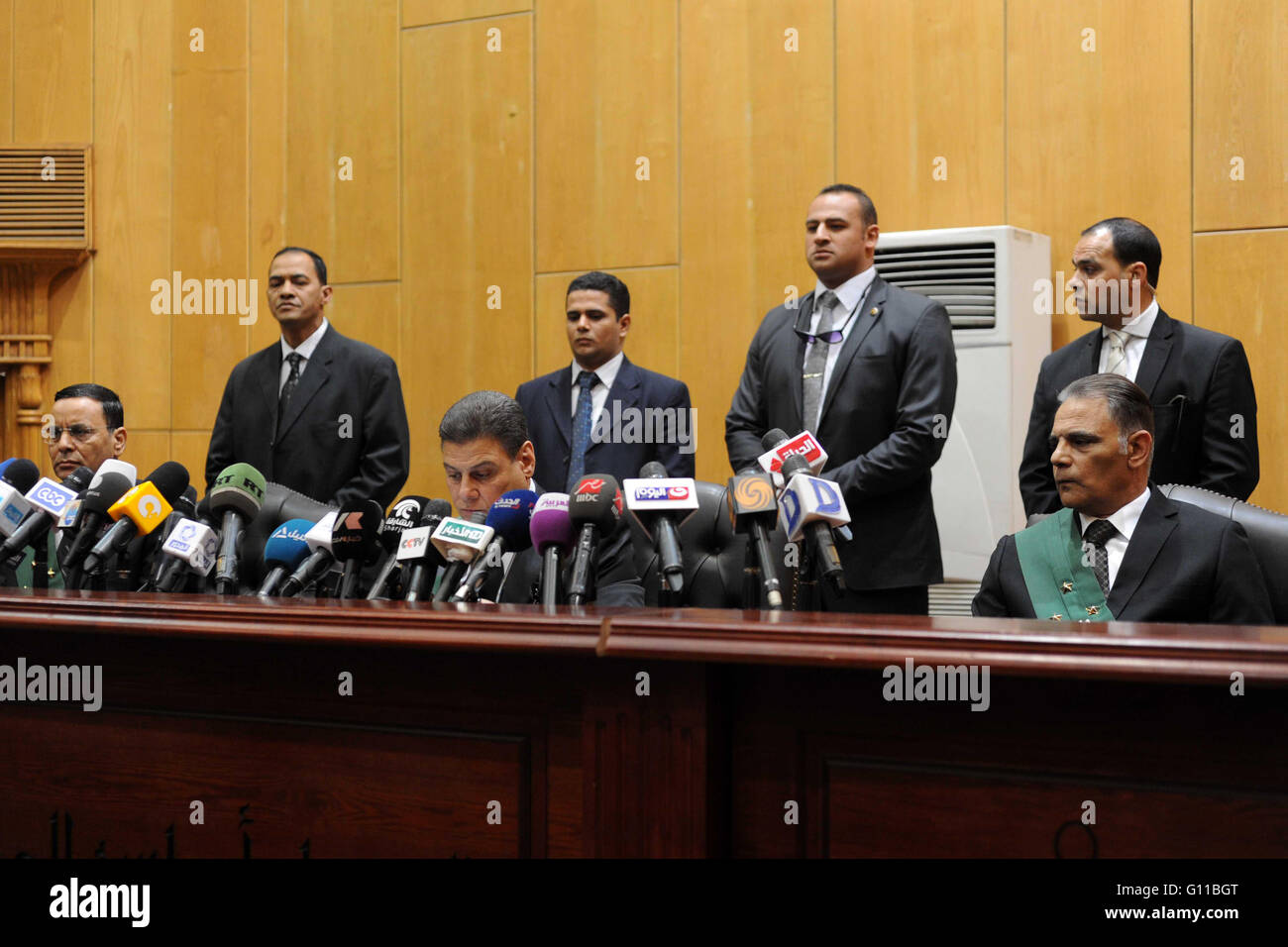 Cairo, Egypt. 7th May, 2016. Egyptian Judges attend the trial of Egypt ...