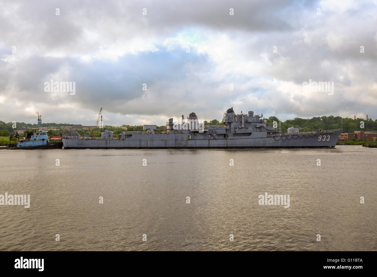 The Display Ship Barry is towed down the Anacostia River enroute to the ...