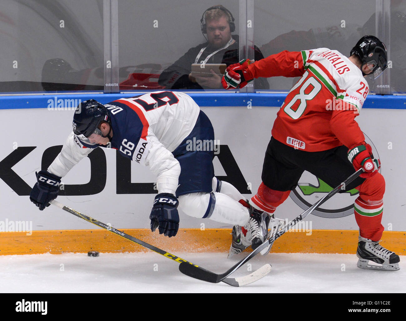 St.Petersburg, Russia. 7th May, 2016. Marko Dano(L) of Slovakia vies ...
