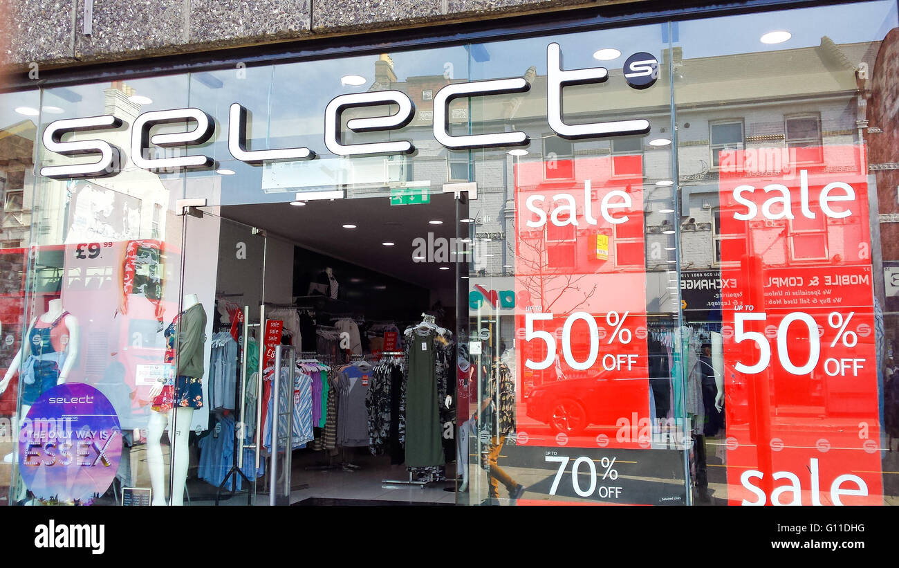 Wood Green, North London, 7 May 2016 - Window display of Select store ...