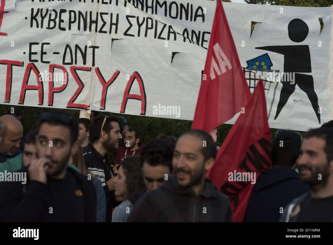 Athens, Greece. 7th May, 2016. Protesters march to the parliament ...