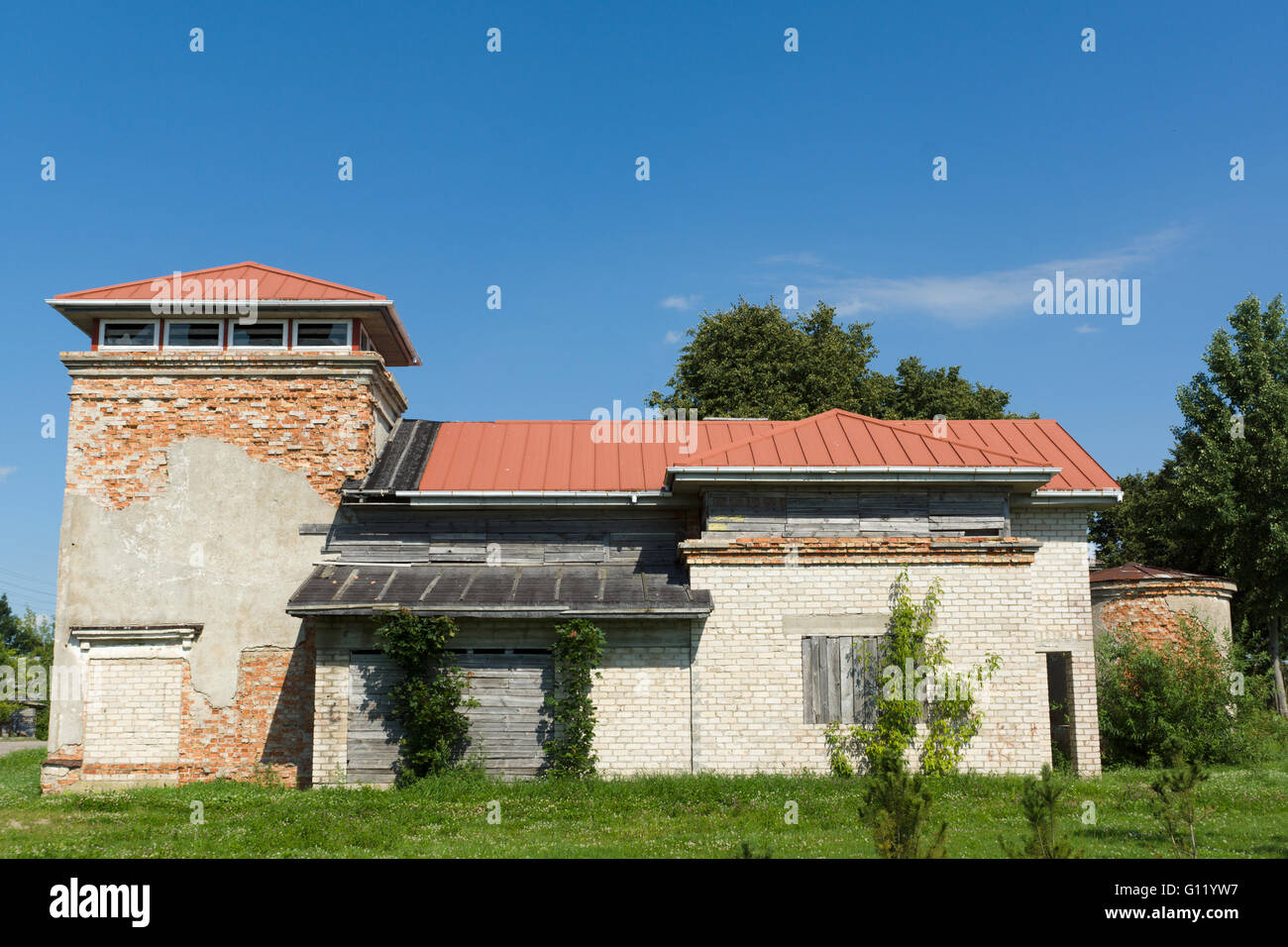 the old brick building is exposed to restoration Stock Photo - Alamy