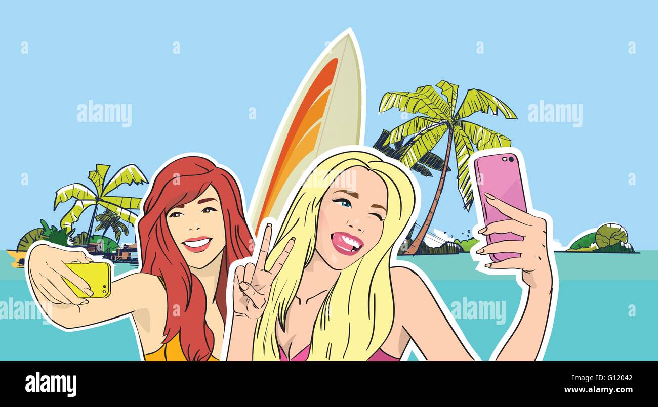 Selfie two hand woman Stock Vector Images - Alamy