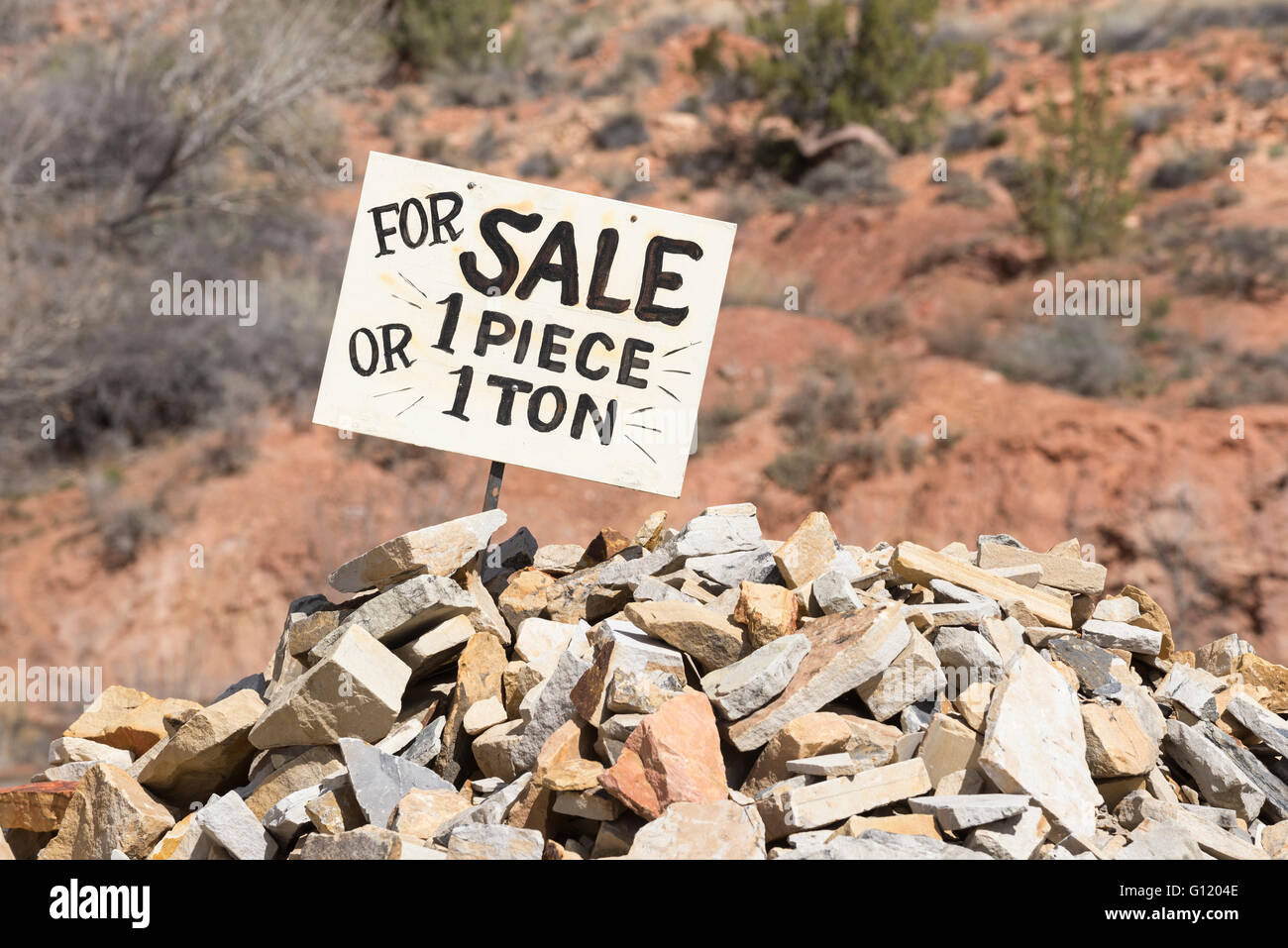Rocks for sale at Lin Ottinger's Rock Shop in Moab, Utah Stock Photo ...