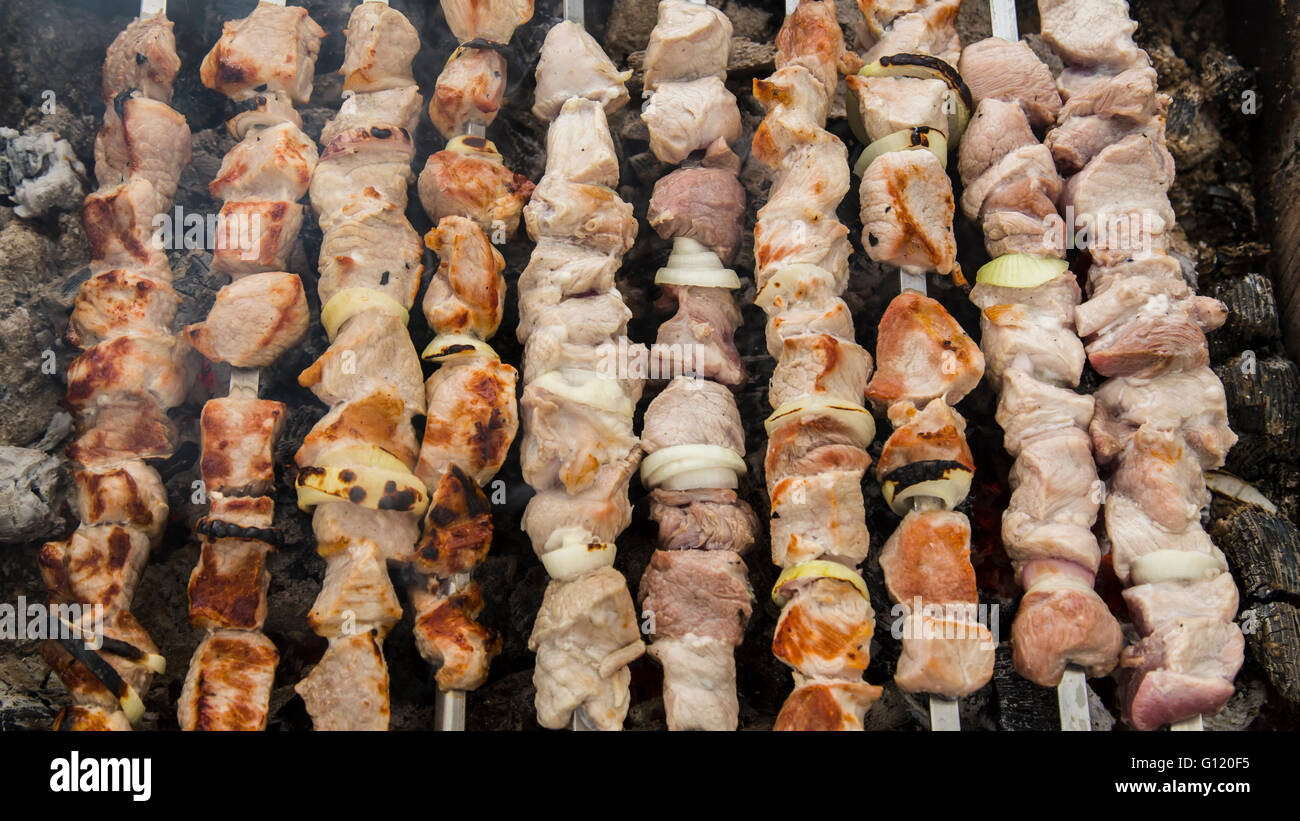 Barbecue meat on brazier hi-res stock photography and images - Alamy