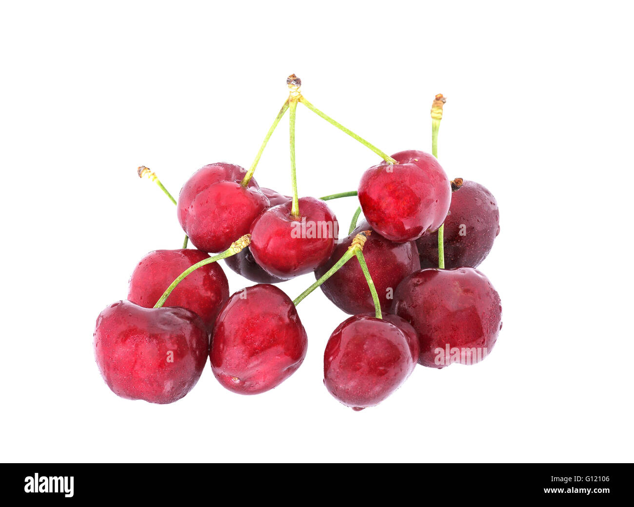 beautiful red cherries on a white background Stock Photo - Alamy
