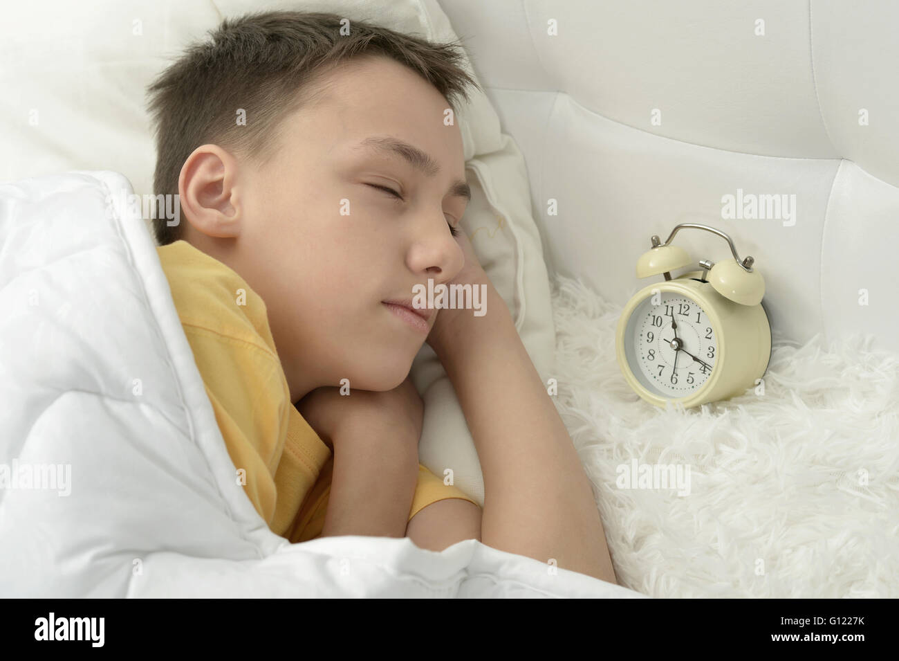 Boy Alarm Clock Happy Bed High Resolution Stock Photography and Images ...