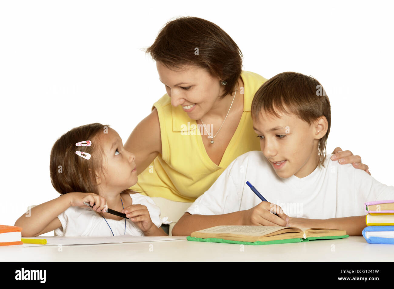 Parents help children Stock Photo - Alamy