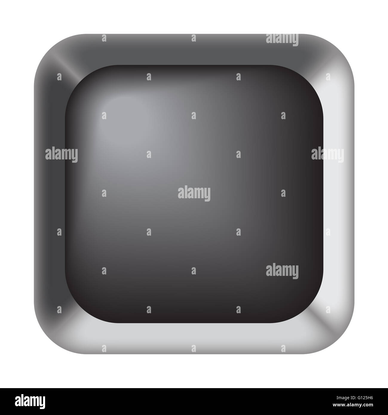 A square metallic icon isolated on a white background Stock Photo - Alamy