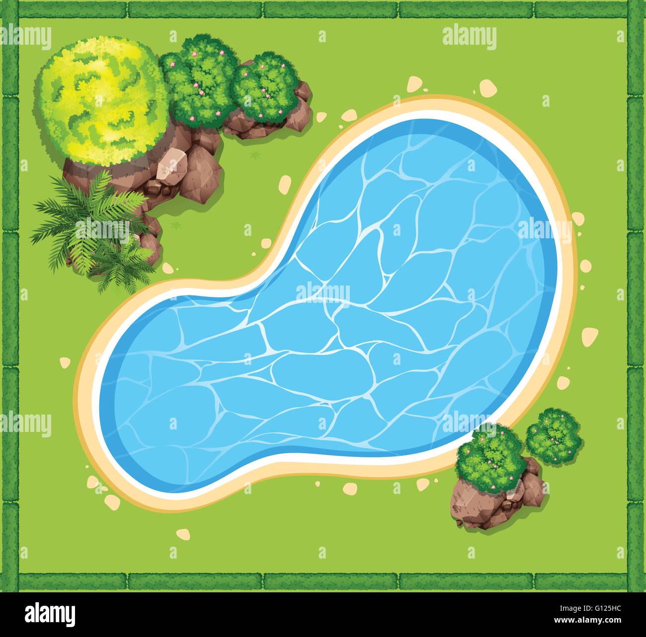 Top view of swimming pool in the garden illustration Stock Vector Image ...