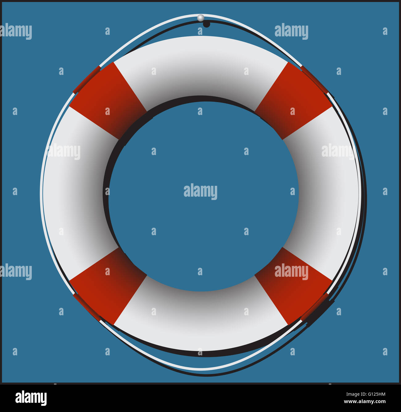 A life ring on blue square background Stock Photo - Alamy