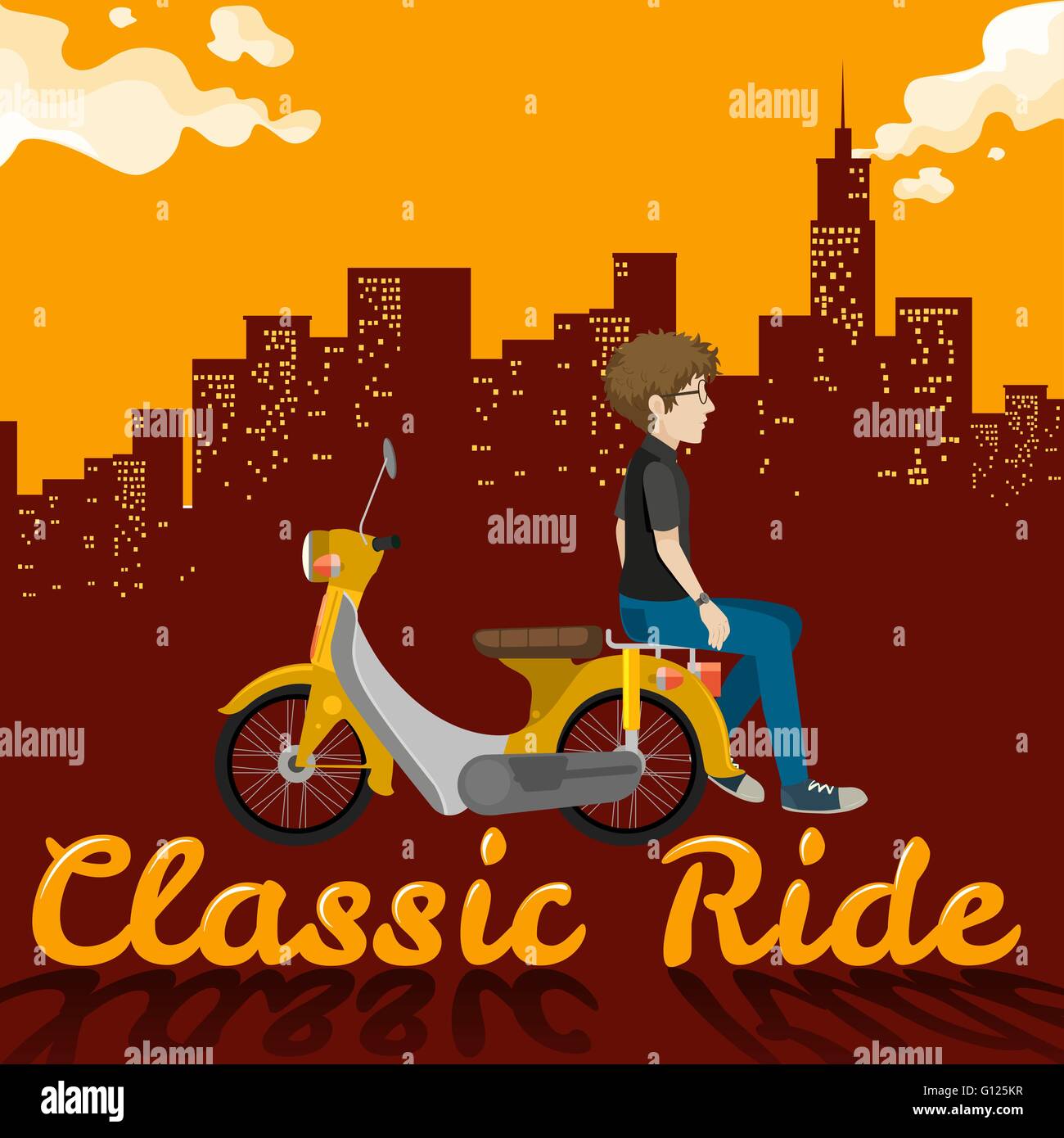 Vector cartoon yellow scooter Stock Vector Images - Alamy