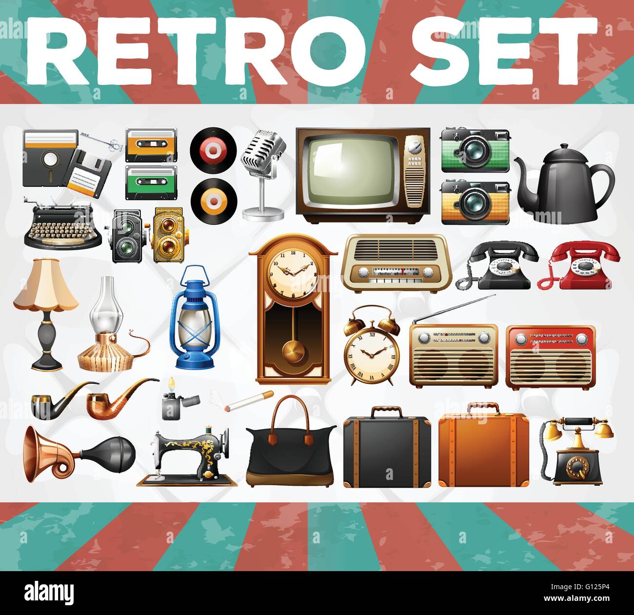 Different kind of retro objects illustration Stock Vector Image & Art ...