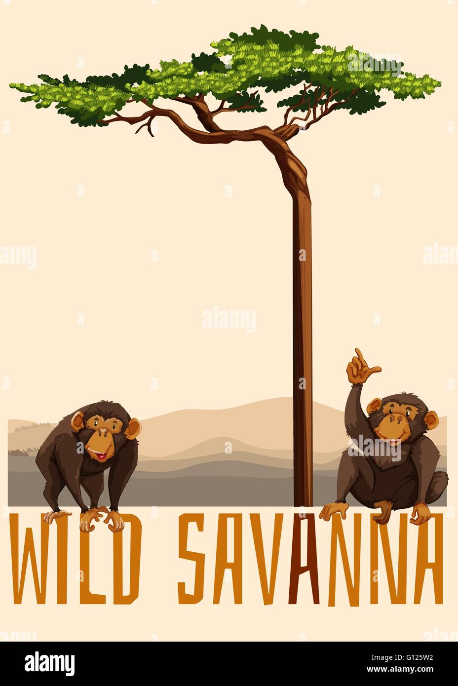 Two monkey under the tree illustration Stock Vector Image & Art - Alamy